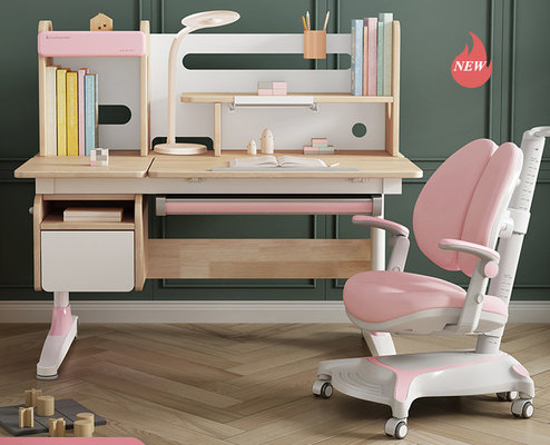 Ergonomic Kids Study Table Wooden Height Adjustable Student Home Desk for Children 1100mm