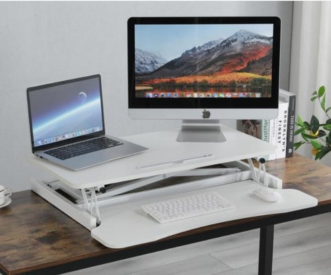 Desktop Standing Desk Office Workstation Desk Converter Pneumatic Table