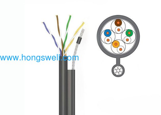 Cat5e Aerial Cable With Messenger , Cat5e Outdoor Waterproof Ethernet Cable 1000 Ft