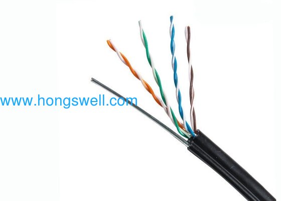 Cat5e Aerial Cable With Messenger , Cat5e Outdoor Waterproof Ethernet Cable 1000 Ft