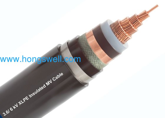 Stranded Copper Conductor Medium Voltage Underground Cable 3.6/6 KV