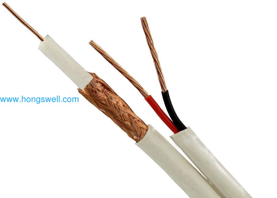 White Jacketed CCTV Copper Coaxial Cables RG59/U+2x0.75 Sq Mm Cable