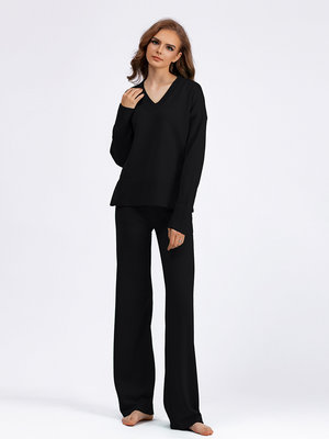 Women s Sweaters s Latest and Fashionable Product 2024 autumn/winter V-neck loose casual sweater pullover two-piece set