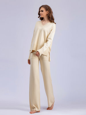 Women s Sweaters s Latest and Fashionable Product 2024 autumn/winter V-neck loose casual sweater pullover two-piece set
