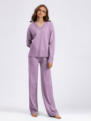 Women s Sweaters s Latest and Fashionable Product 2024 autumn/winter V-neck loose casual sweater pullover two-piece set