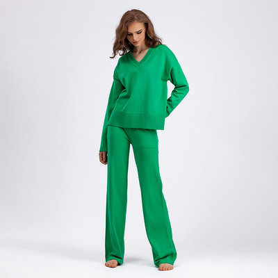 Women s Sweaters s Latest and Fashionable Product 2024 autumn/winter V-neck loose casual sweater pullover two-piece set