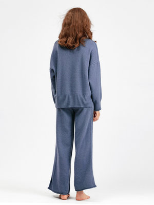 Women s Sweaters with Pullover Closure for Outdoor Activities in Fall Season Knitted long sleeved sweater wide leg pants