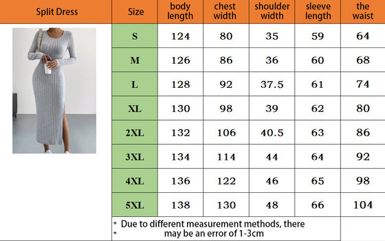 2024 Autumn and Winter New Long sleeved Round Neck Split Knitted Long Dress for Women