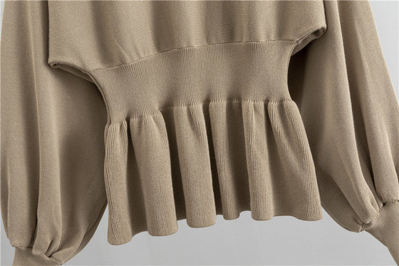 Stylish and Durable Women s Pullover in Polyester Perfect for Any Occasion Lantern long sleeved hip wrap skirt sets