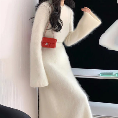 Product Type Regular Fit Women s Sweaters with Top And Skirt Set Style Imitation mink velvet knitted sweater set