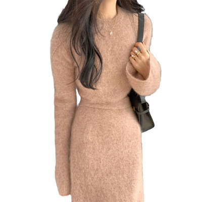 Product Type Regular Fit Women s Sweaters with Top And Skirt Set Style Imitation mink velvet knitted sweater set