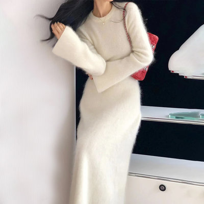 Product Type Regular Fit Women s Sweaters with Top And Skirt Set Style Imitation mink velvet knitted sweater set