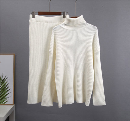Women s Sweaters for Outdoor Activities with Free Pullover Closure Type Half skirt high neck sweater set