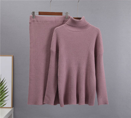 Women s Sweaters for Outdoor Activities with Free Pullover Closure Type Half skirt high neck sweater set