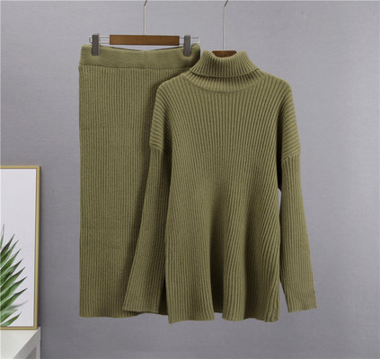 Women s Sweaters for Outdoor Activities with Free Pullover Closure Type Half skirt high neck sweater set