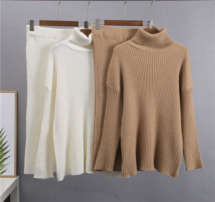 Women s Sweaters for Outdoor Activities with Free Pullover Closure Type Half skirt high neck sweater set