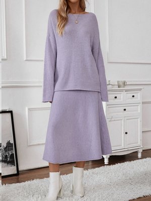 Women's Sweater 2024 New Elegant Knitted Set Women's One Shoulder Sweater Top Elastic Waist Fishtail Skirt