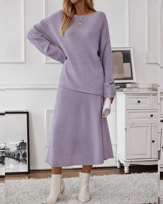 Women's Sweater 2024 New Elegant Knitted Set Women's One Shoulder Sweater Top Elastic Waist Fishtail Skirt