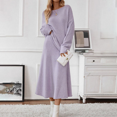 Women's Sweater 2024 New Elegant Knitted Set Women's One Shoulder Sweater Top Elastic Waist Fishtail Skirt