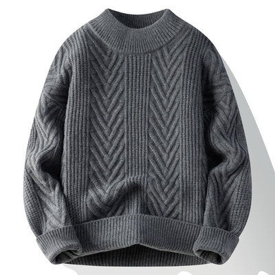 Stylish Men s Pullover Sweaters with Ribbed Hem Style from for Benefit Loose wired round neck sweater knit top