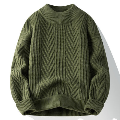 Stylish Men s Pullover Sweaters with Ribbed Hem Style from for Benefit Loose wired round neck sweater knit top