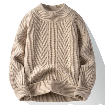 Stylish Men s Pullover Sweaters with Ribbed Hem Style from for Benefit Loose wired round neck sweater knit top