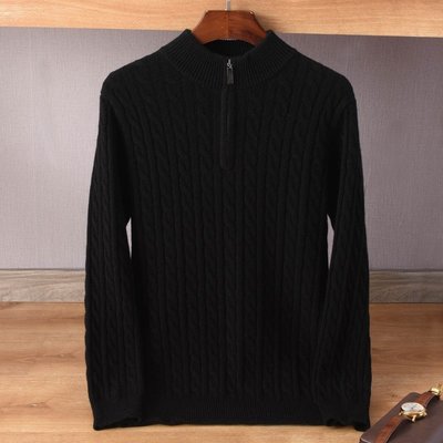 Men s Zip-Front Cardigans with Ribbed Collar Style for Your Business Men's knitted sweater half high neck zippered top