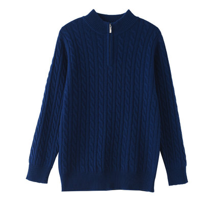 Men s Zip-Front Cardigans with Ribbed Collar Style for Your Business Men's knitted sweater half high neck zippered top