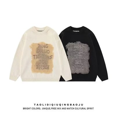 Pullover Closure Men s Sweaters made of Cashmere with Ribbed Hem Style Autumn/Winter Letter Graffiti Knitted Sweater