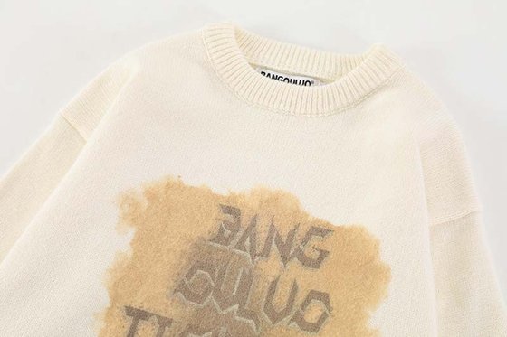 Pullover Closure Men s Sweaters made of Cashmere with Ribbed Hem Style Autumn/Winter Letter Graffiti Knitted Sweater