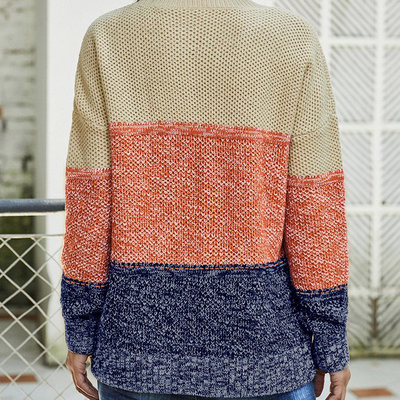 Long Sleeve Free Size for Customer Requirements Casual Thick Thread Color Block Pullover Knitted Sweater