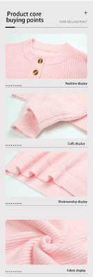 Top Polyester Product for Fall Season with Competitive Solid color button pullover sweater women's round neck top
