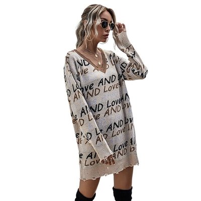 Fashionable top of the line women's sweaters, medium length knitted pullover