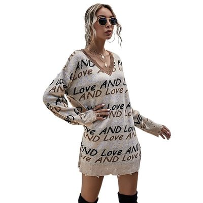 Fashionable top of the line women's sweaters, medium length knitted pullover