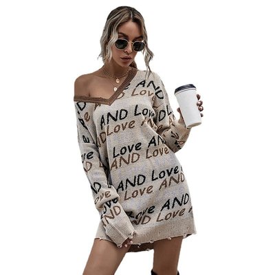 Fashionable top of the line women's sweaters, medium length knitted pullover