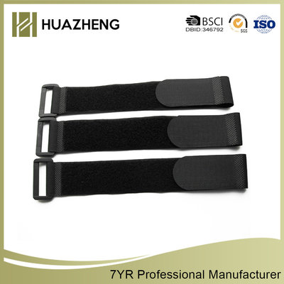 Black Heavy Duty Stretchy Hook And LoopStraps With Plastic Buckle Durable