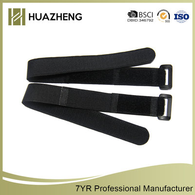 Black Heavy Duty Stretchy Hook And LoopStraps With Plastic Buckle Durable