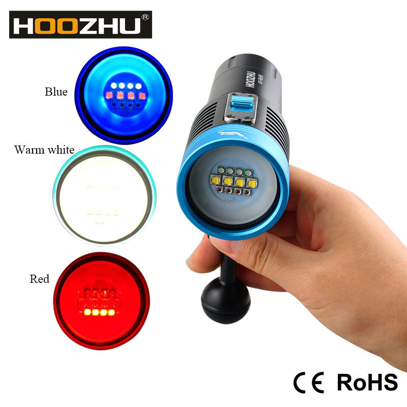 New Hoozhu V30 Three Color Lights Diving Video Light Max 2600lm Waterproof 120m 1*32650battery