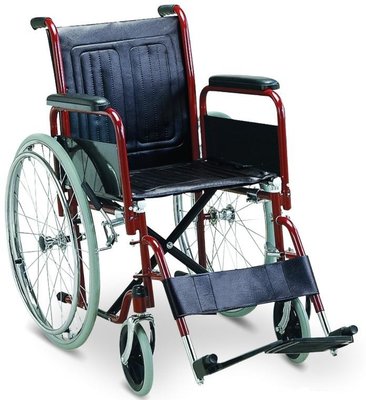 Powder Coating Foldable Steel Manual Wheelchair with detachable armrest