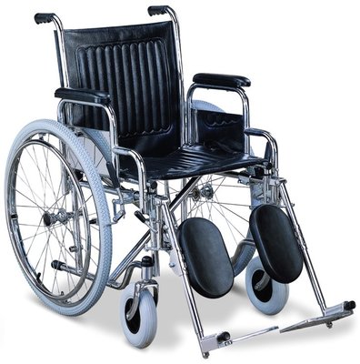 Chromed Steel Manual Wheelchair with Elevating Footrest Made in China
