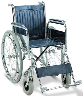 Chromed Steel Manual Wheelchair with Detachable Footrest Made in China