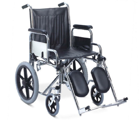 Chromed Steel Manual Wheelchair with Elevating footrest manufacturer supply directly