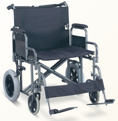 Powder coating bariatric steel wheelchair with 24" seat width detachable push bar