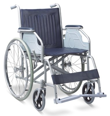 Powder coating steel manual wheelchair with fixed inclined armrest TUV manufacturer
