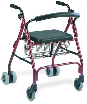 Powder coated foldable rollator height adjustable hanndle push down handbrake