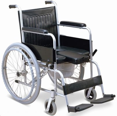 Hoper commode chair foldable frame with U shape seat and detachable bucket