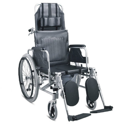Hoper detachable armrest elevating footrest high back commode wheelchair