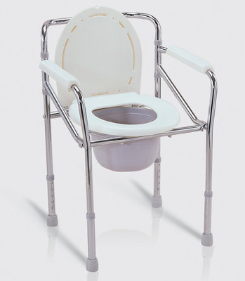 Steel commode chair foldable with height adjustable detachable bucket