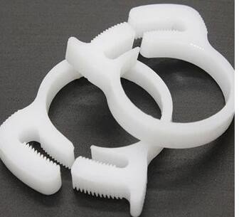 White Plastic Hose Clamps Plastic Tube Clamp Band And Rubber Structure