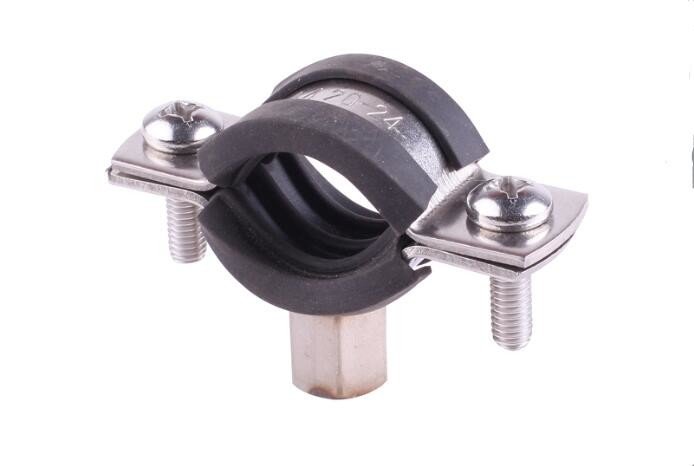 Zinc Plated Rubber Lined Hose Clamp , Double Pipe Clamp With Rubber